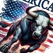 American Flag Bull PNG: Patriotic Sublimation Design (digital Download ...