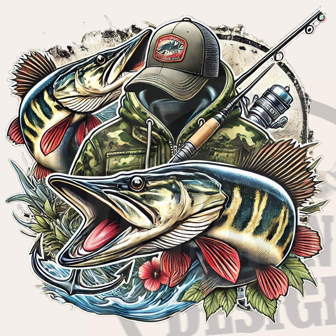 Muskie Fishing Sublimation Designs Muskellunge Transparent Background ...