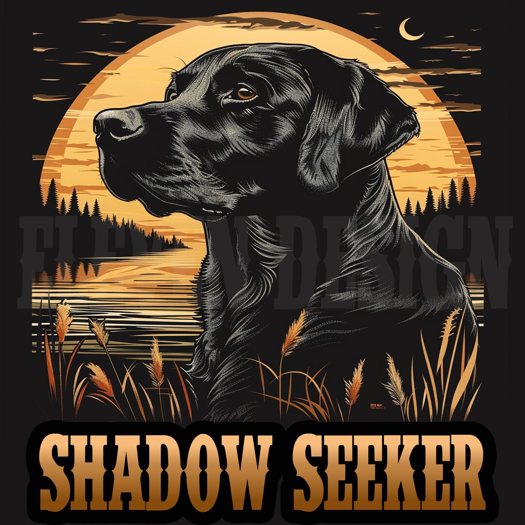 Black Labrador T-shirt Design: Shadow Seeker Hunting Dog Clipart (PNG ...