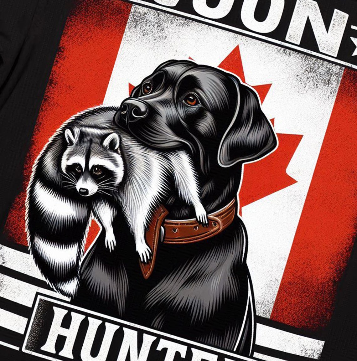 Canada Hunter Black Labrador Racoon Sublimation Png Canadian Dog ...