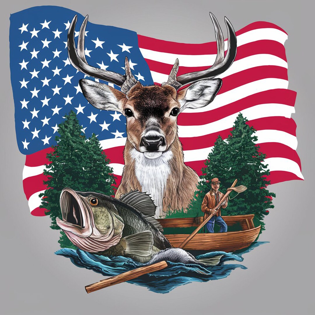 Deer Hunting Sublimation PNG Deer With Fish Deer Hunting Shirt Design ...