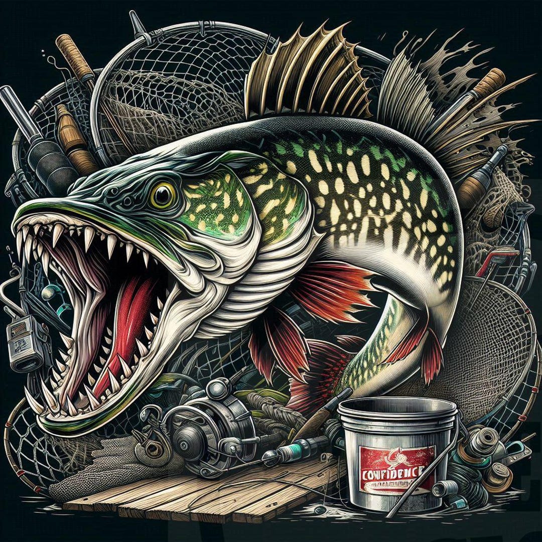 Ferocious Pike Fishing Design: Sublimation Print File (PNG) - Etsy