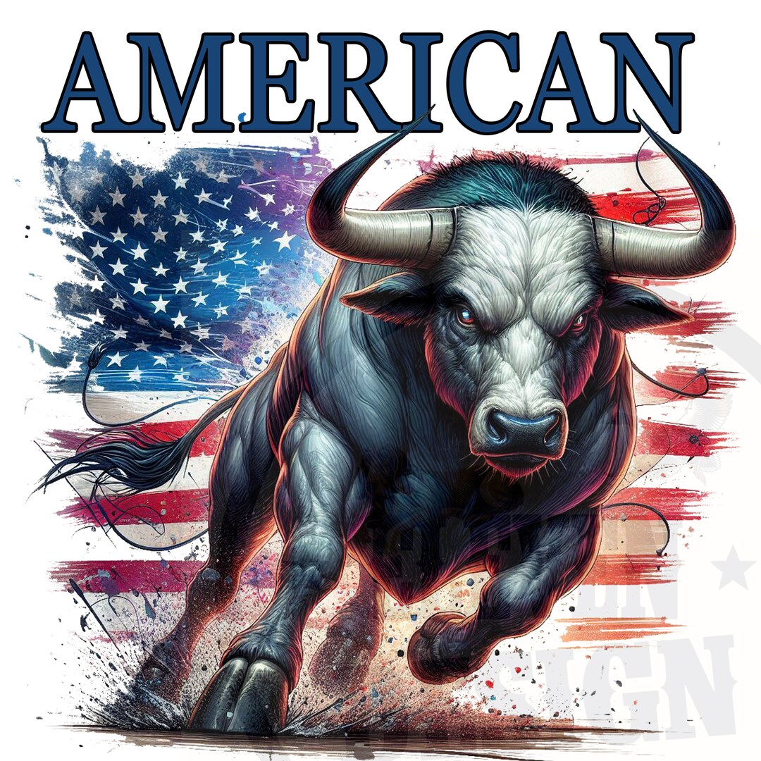 American Flag Bull PNG: Patriotic Sublimation Design (digital Download ...