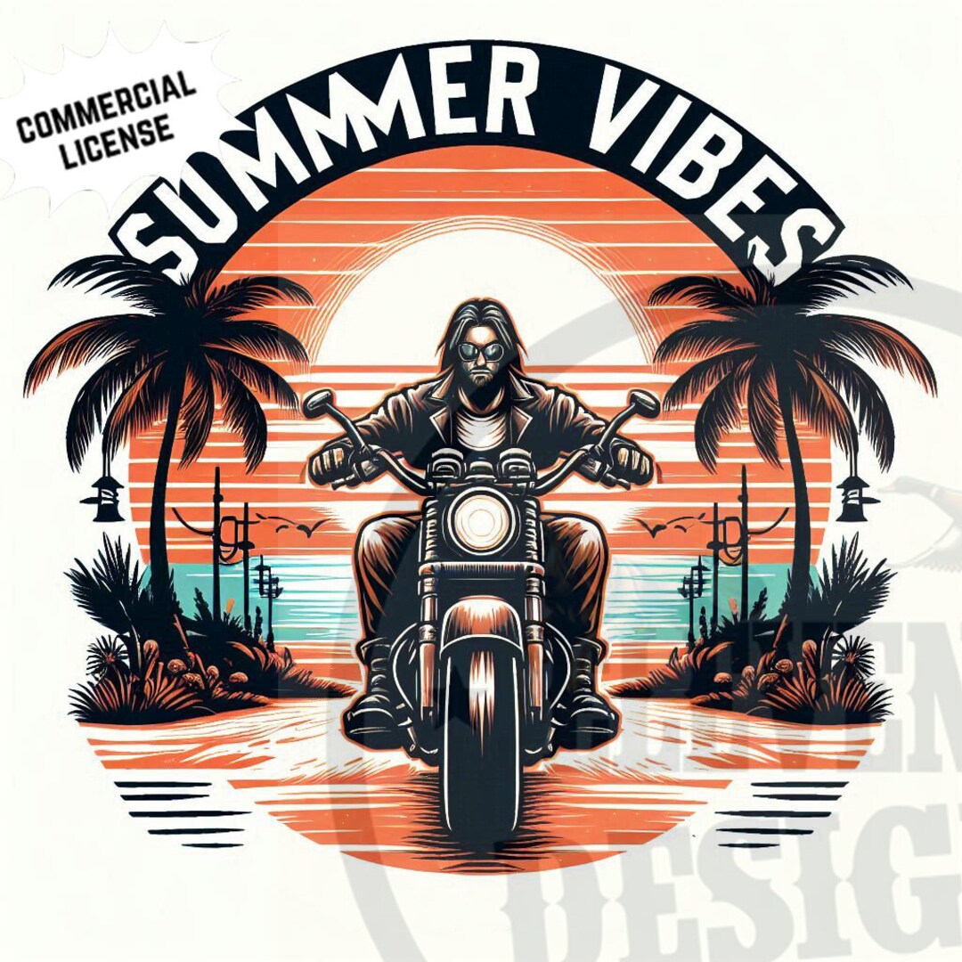 Summer Vibes Motorcycle PNG: T-shirt Design (digital Download) - Etsy