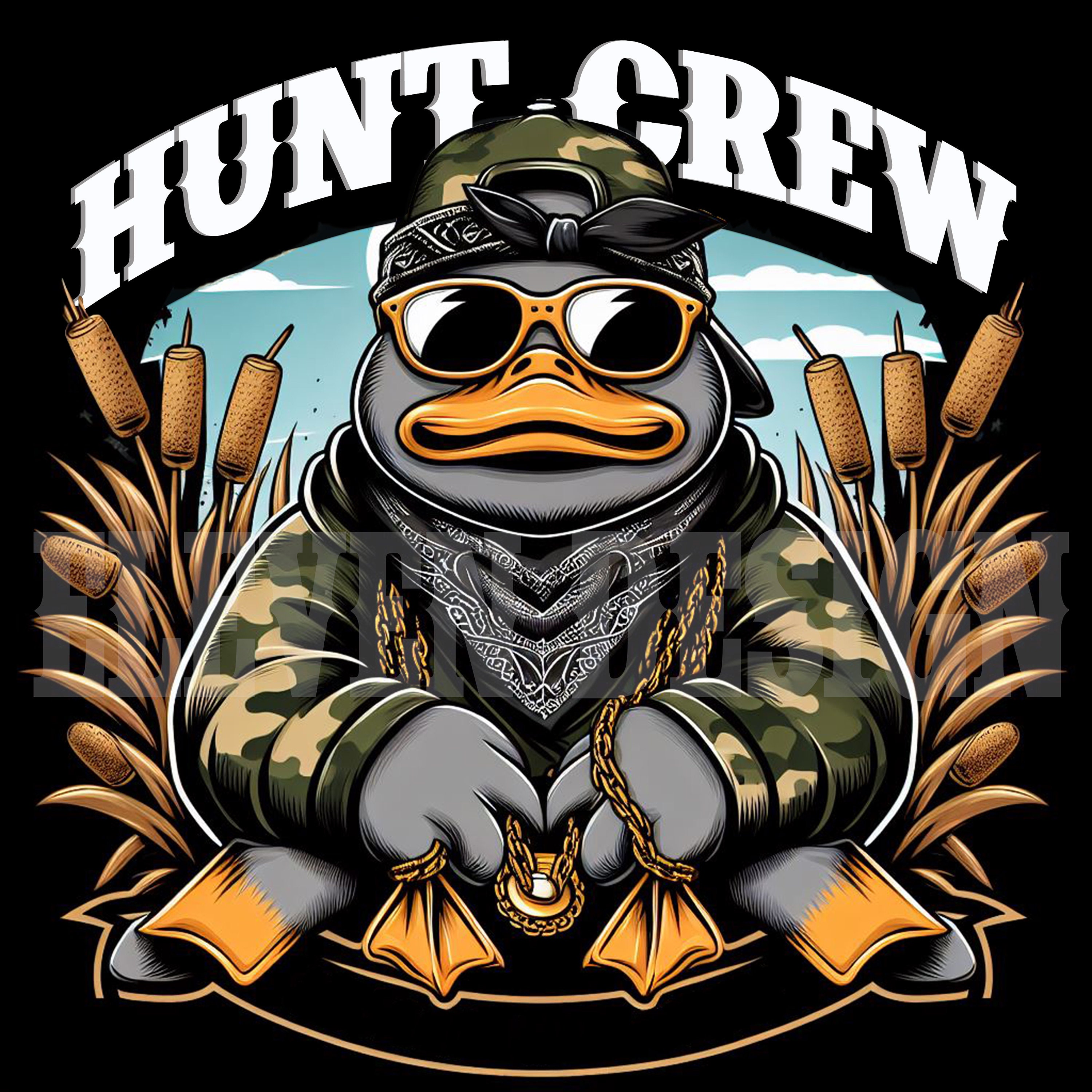 Hunt Crew Duck Sublimation Design Print Files Hunting Duck Shirt Design ...