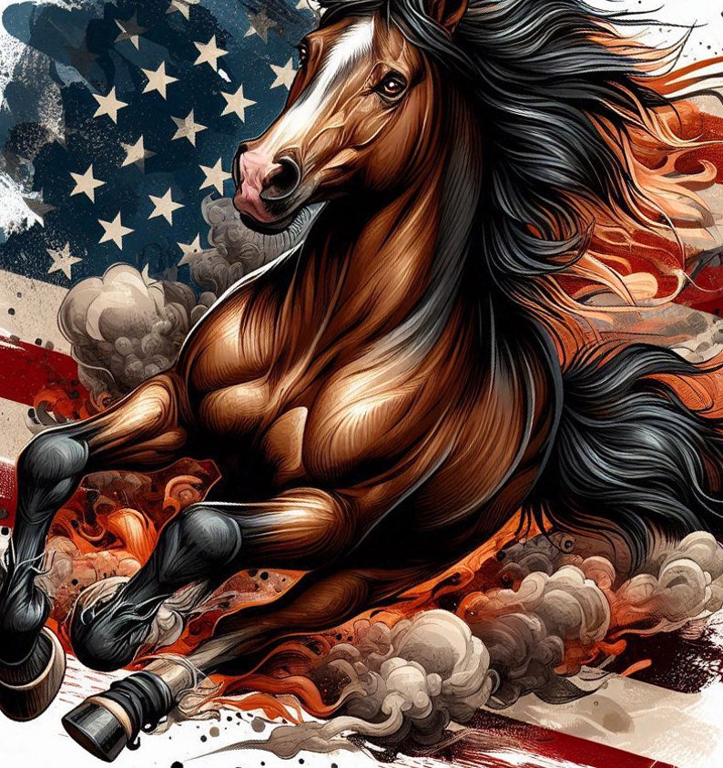 American Horse Flag PNG: Patriotic Sublimation Print (digital Download ...