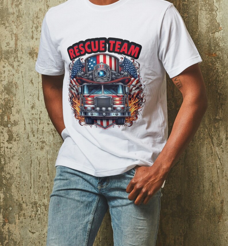 Rescue Team With Fire Truck Sublimation Design PNG | Firefighter ...