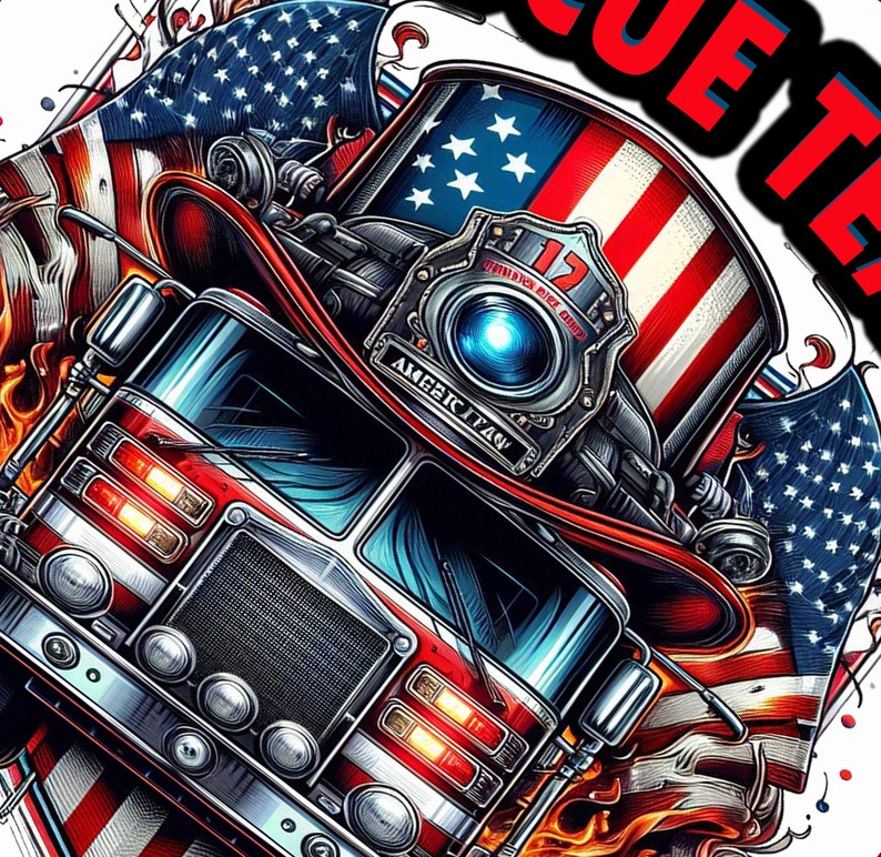 Rescue Team With Fire Truck Sublimation Design PNG | Firefighter ...