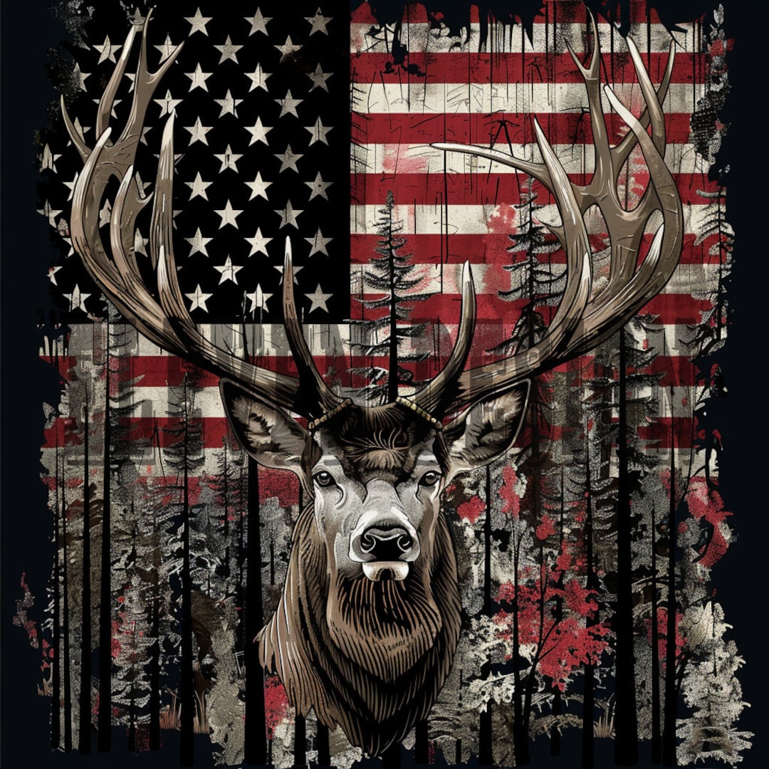American Flag Deer PNG: Hunting Sublimation Design (digital Download ...