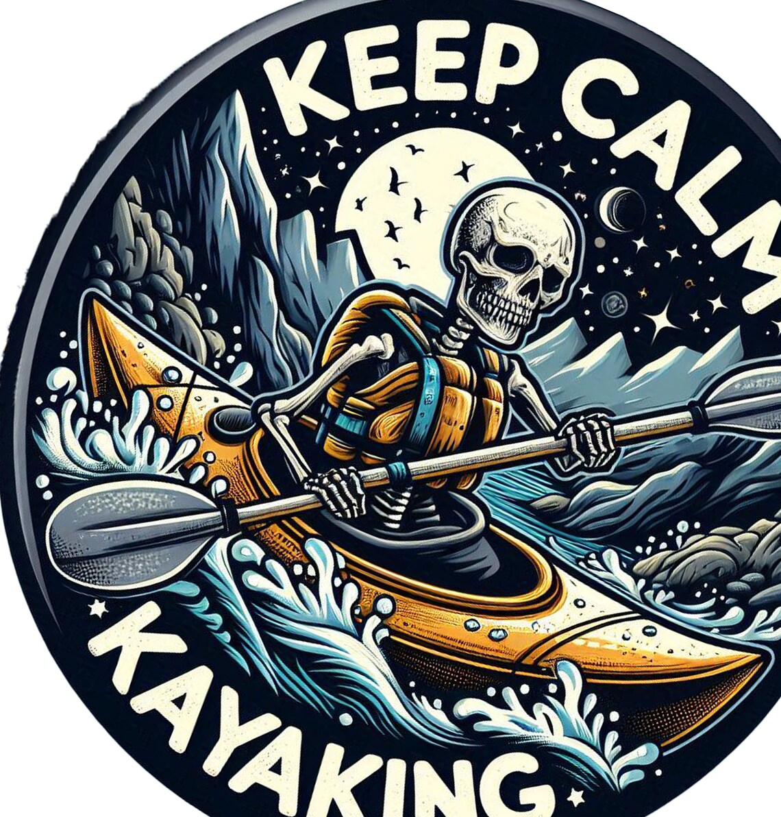 Skeleton Kayaking Clipart: Keep Calm River Rafting Design (PNG) - Etsy