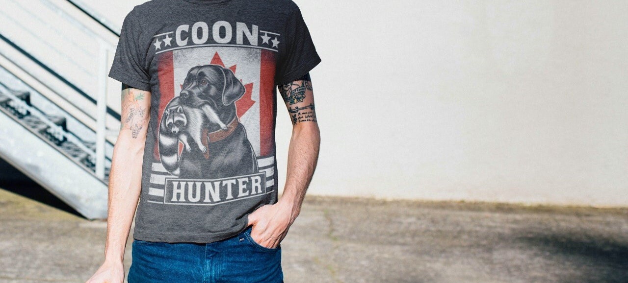 Canada Hunter Black Labrador Racoon Sublimation Png Canadian Dog ...