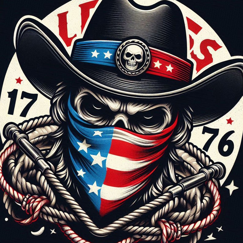 American Flag Cowboy Skull PNG: Patriotic 1776 Design (digital Download ...