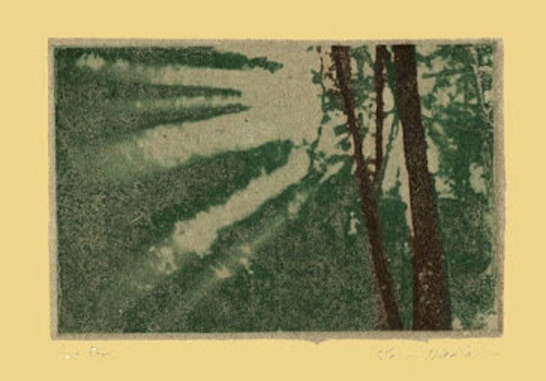 GOD RAYS Original Etching in 2 Colors With Handmade Paper - Etsy