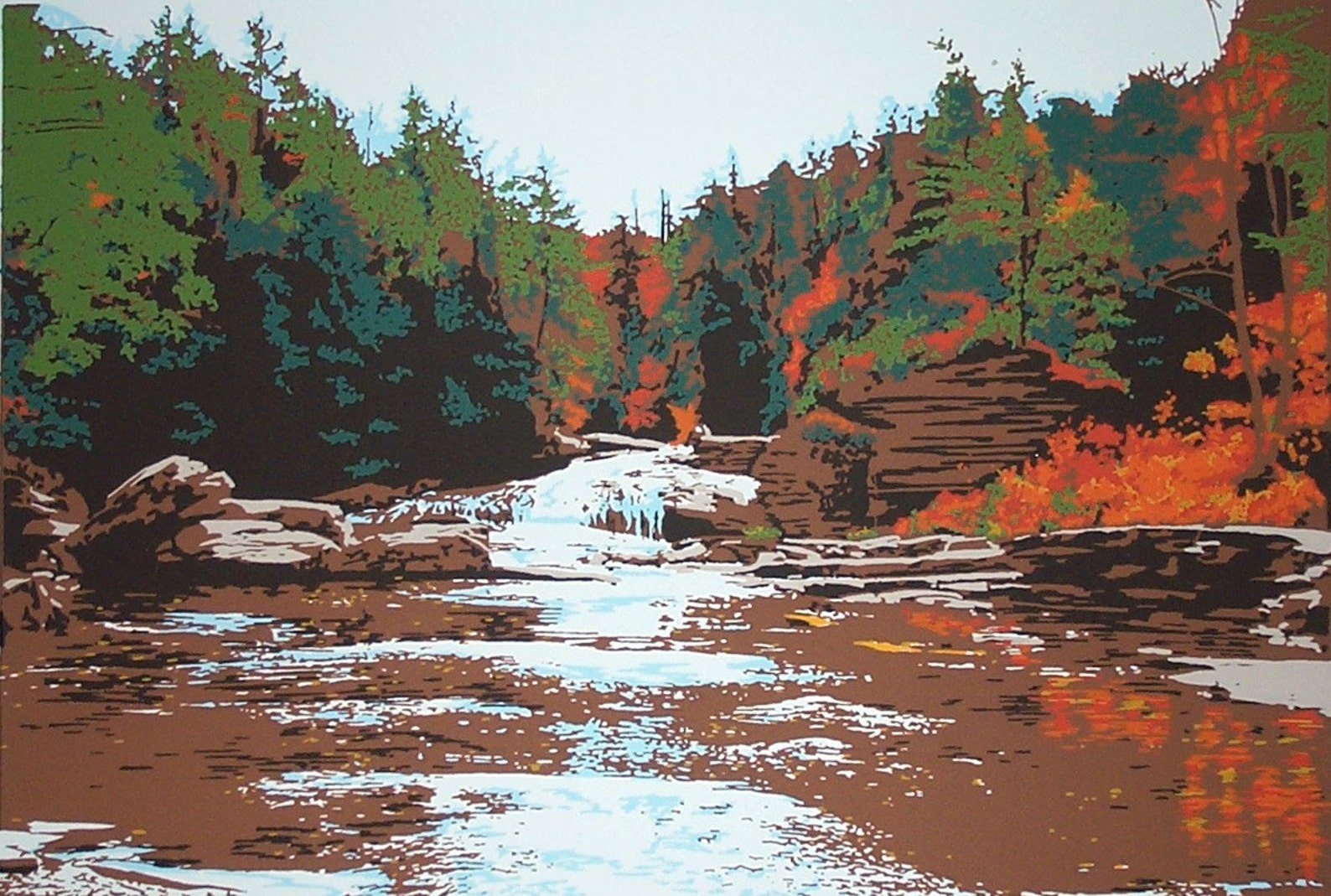 Swallow Falls Autumn Screenprint in 9 Colors - Etsy