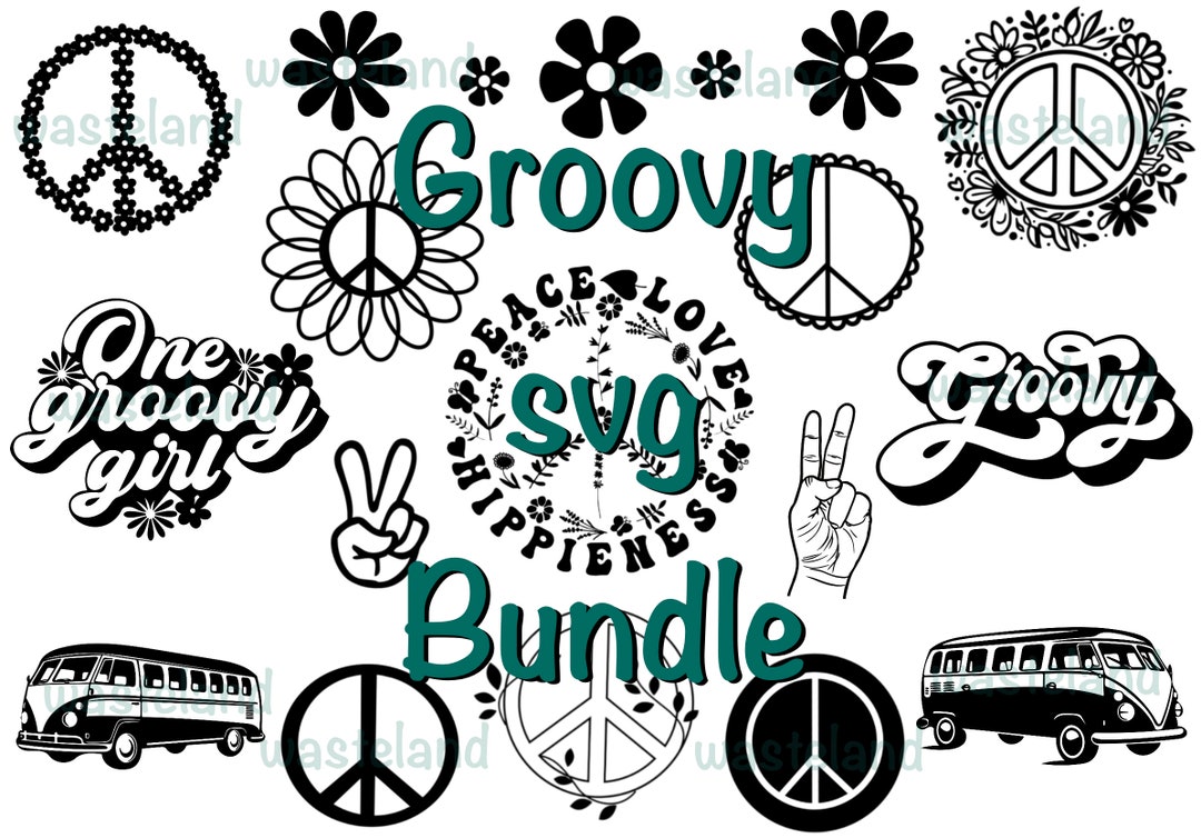 Groovy SVG Bundle, Peace Sign Svg, Svg Files, VW Bus, Cricut Cut Files ...