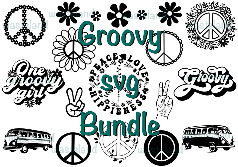 Groovy SVG Bundle, Peace Sign Svg, Svg Files, VW Bus, Cricut Cut Files ...