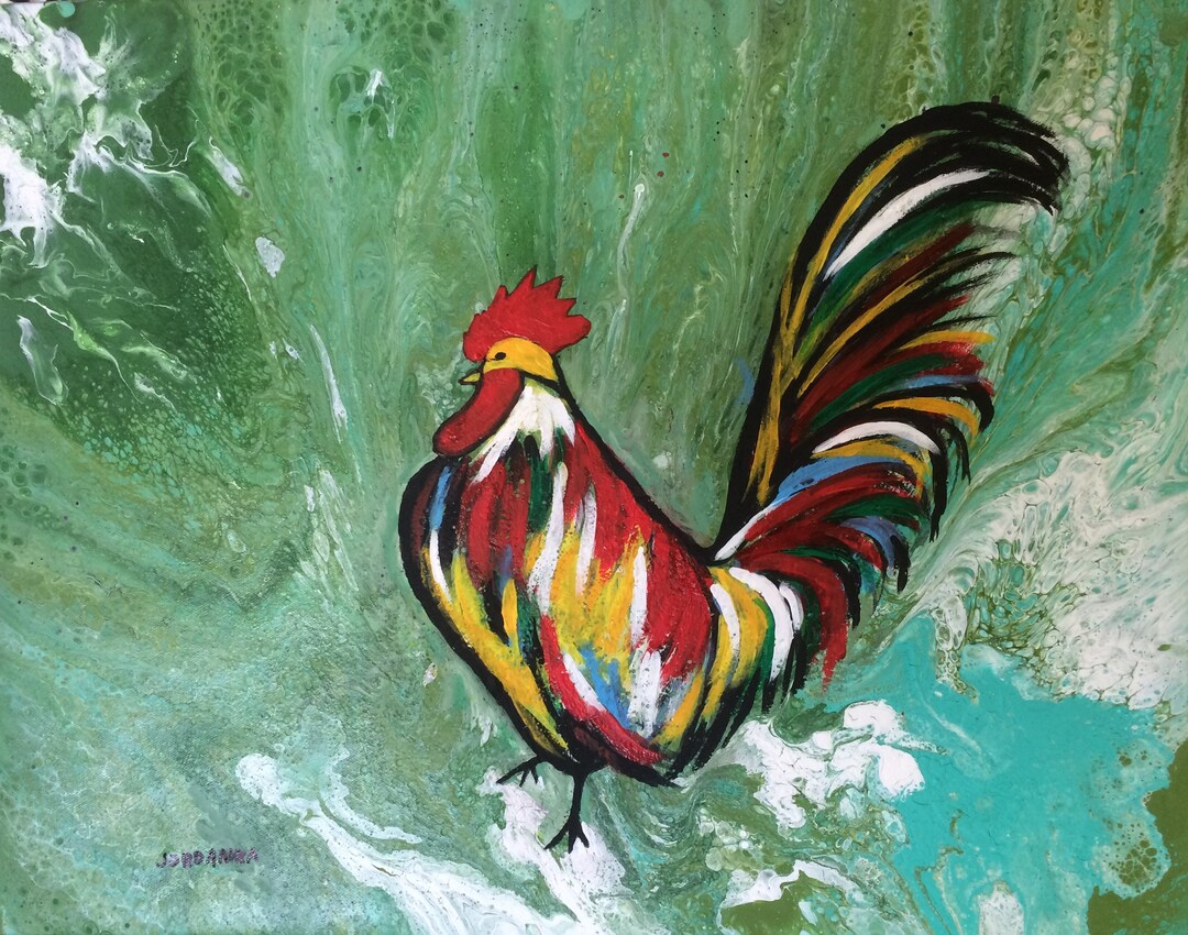 Home Decor, Rooster Abstract Painting, Wall Art - Etsy