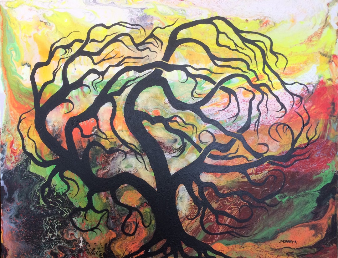 Large Wall Art, Twisted Tree of Life Art, Acrylic Painting, Home Decor ...