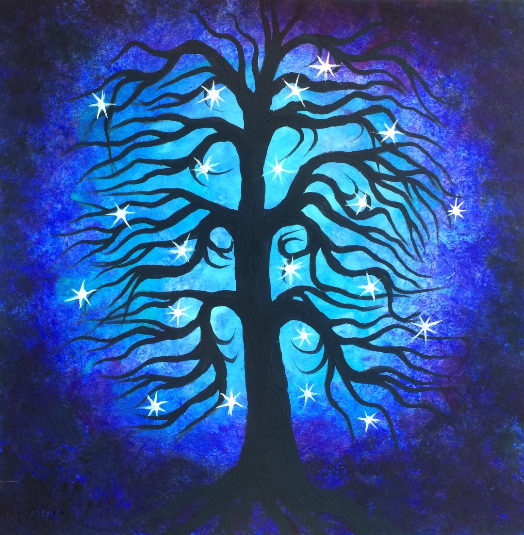 Wall Art, Blue Oak Tree, Tree of Life, Home Decor, Acrylic Painting - Etsy
