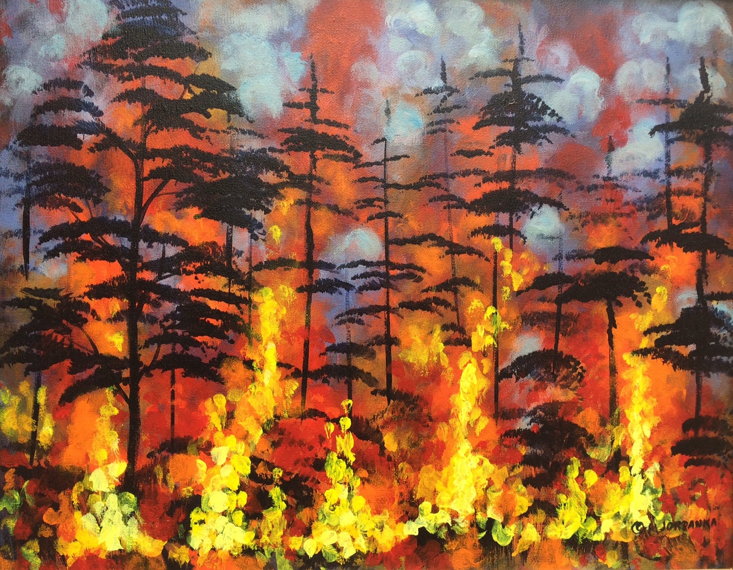 Tree On Fire Painting