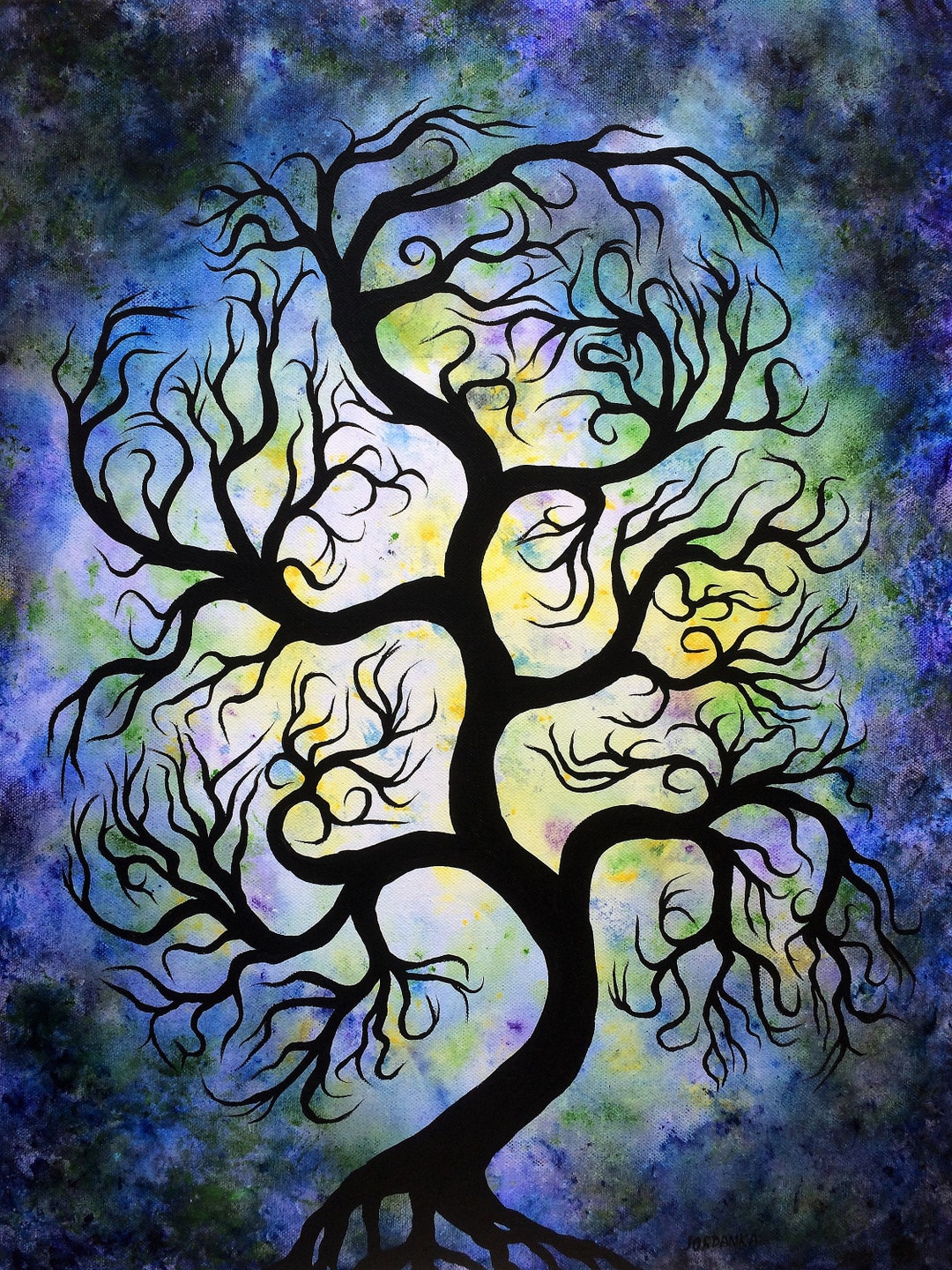 ART Acrylic Painting Tree Painting 18x24 Home - Etsy