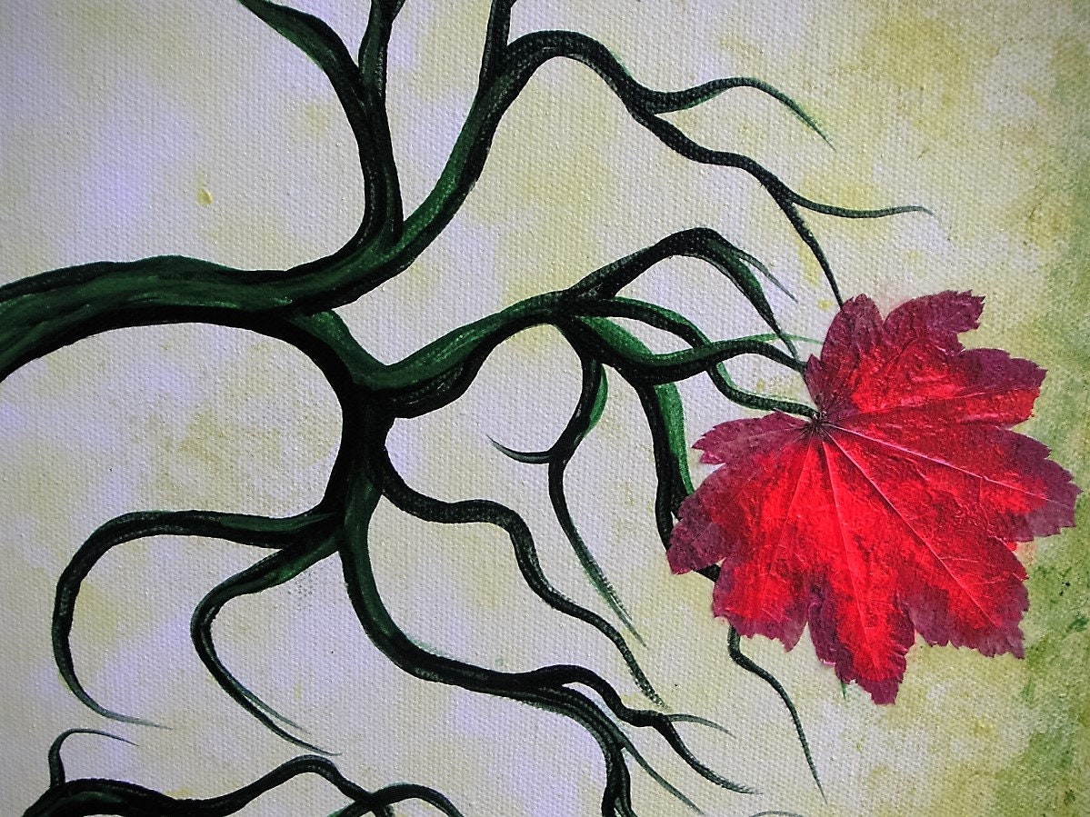 Wall Art, Green Tree Painting, Collage, Tree of Life - Etsy