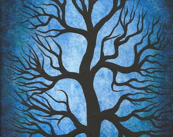 Blue Tree Wall Art | Etsy