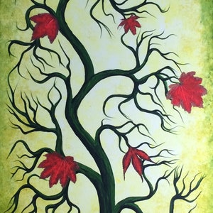 Wall Art, Green Tree Painting, Collage, Tree of Life, Original Acrylic ...