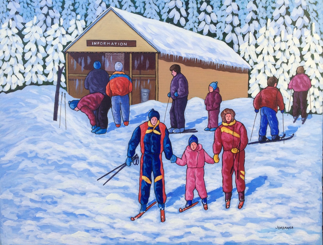 Wall Art, Naive Art, Folk Art, Home Decor, Getting Ready for the Slopes ...