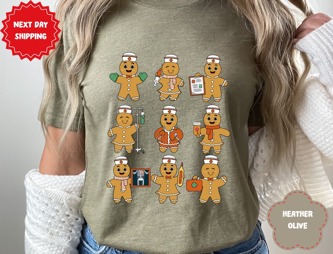 Christmas Nurse Shirt, Nursing School Shirt,retro Gingerbread Gift ...