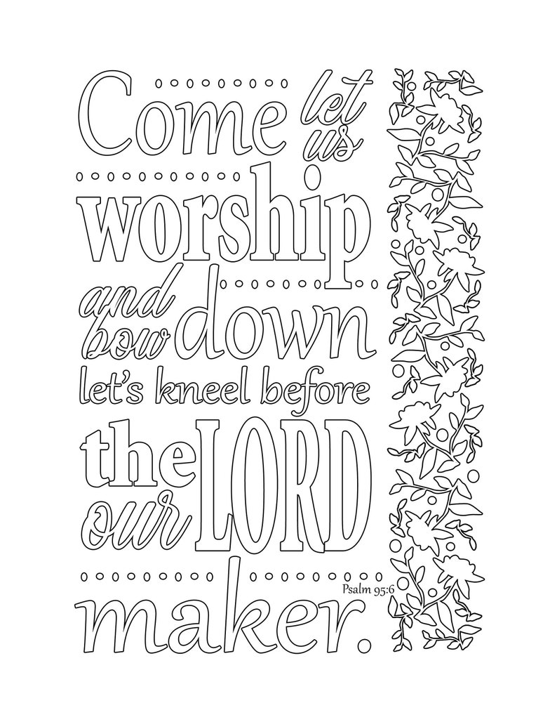 Psalm 95:6 Coloring Page - Etsy UK