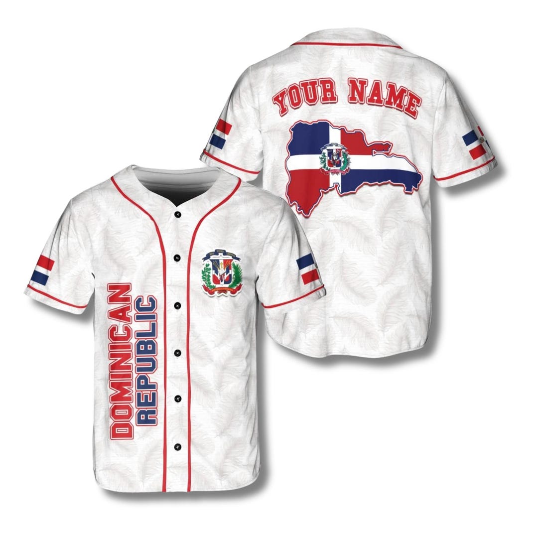 Personalized Dominican Republic Baseball Jersey Shirt, Custom Name Back ...