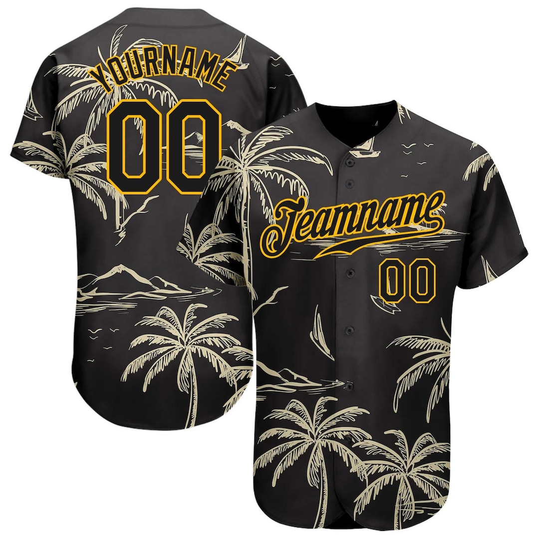 Custom Tropical Baseball Jersey: Personalized Palm Tree Hawaiian Shirt ...