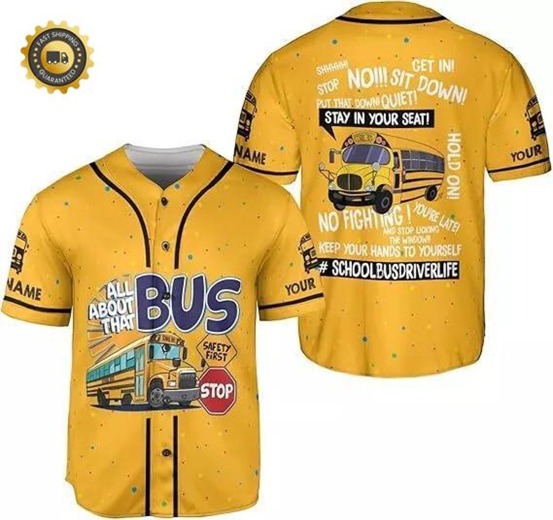 Personalized School Bus Driver Baseball Jersey: Yellow Bus Pride - Etsy