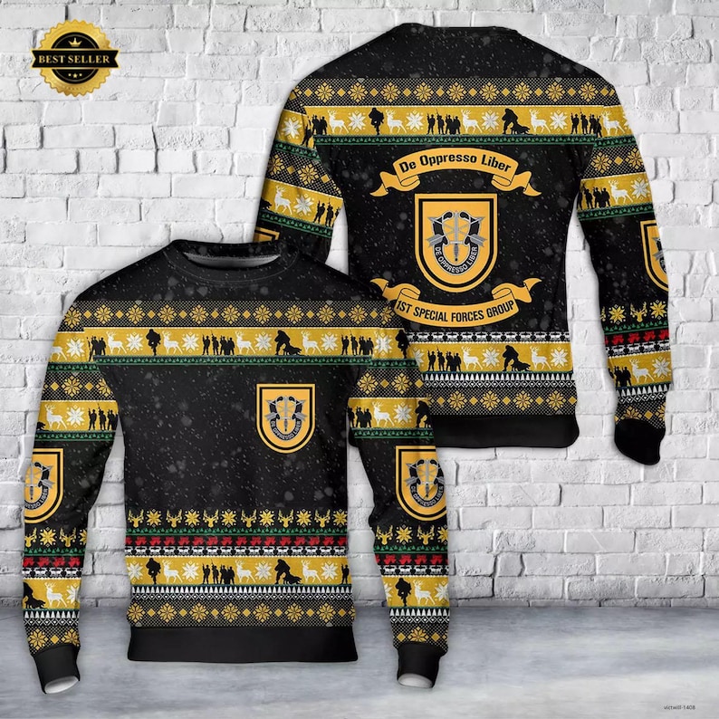 US Army 1st Special Forces Christmas Sweater De Oppresso Liber Holiday ...