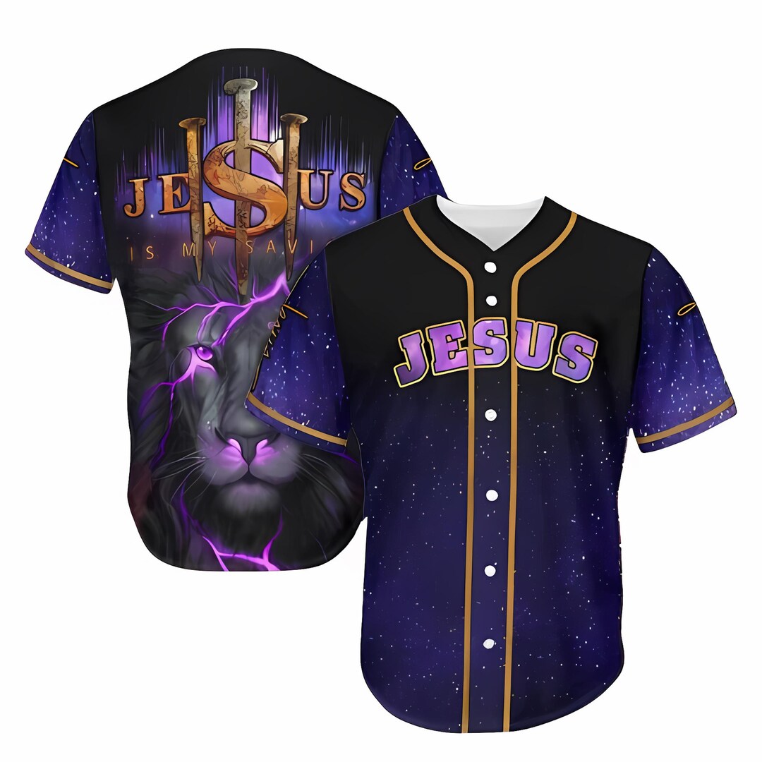 Christian Baseball Jersey - Jesus is My Savior Shirt - Lion of Judah ...