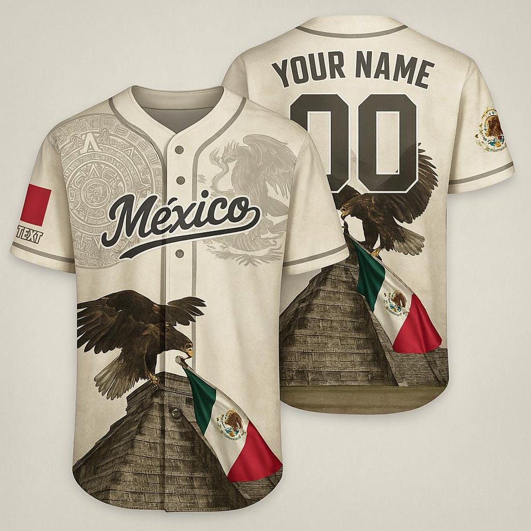 Custom Mexico Baseball Jersey: 3D Eagle & Pyramid, Mexican Flag Gift - Etsy