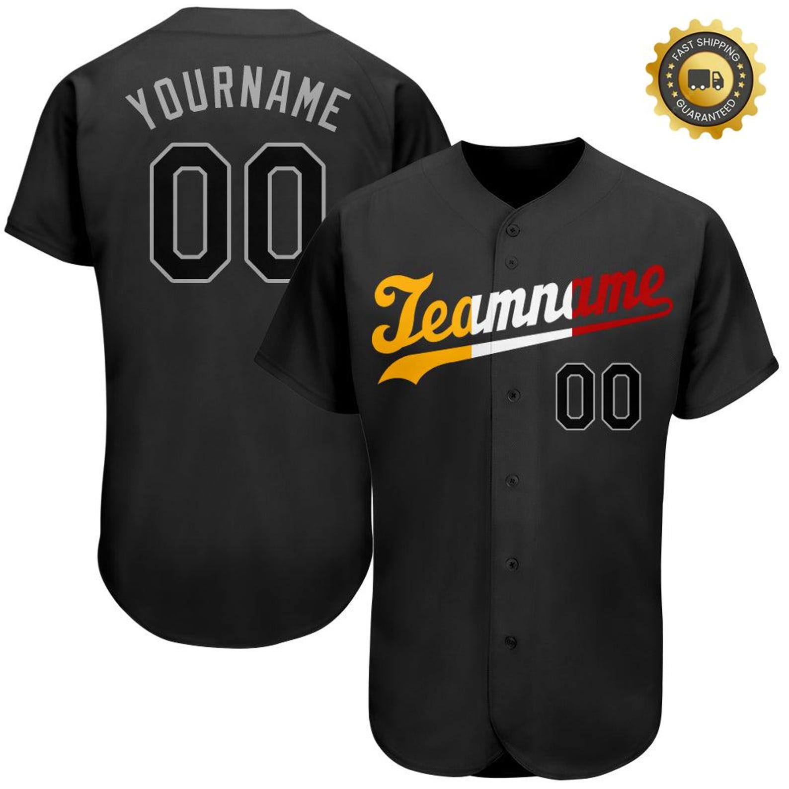 Custom Black Multi-color Baseball Jersey Personalized Team Name and ...