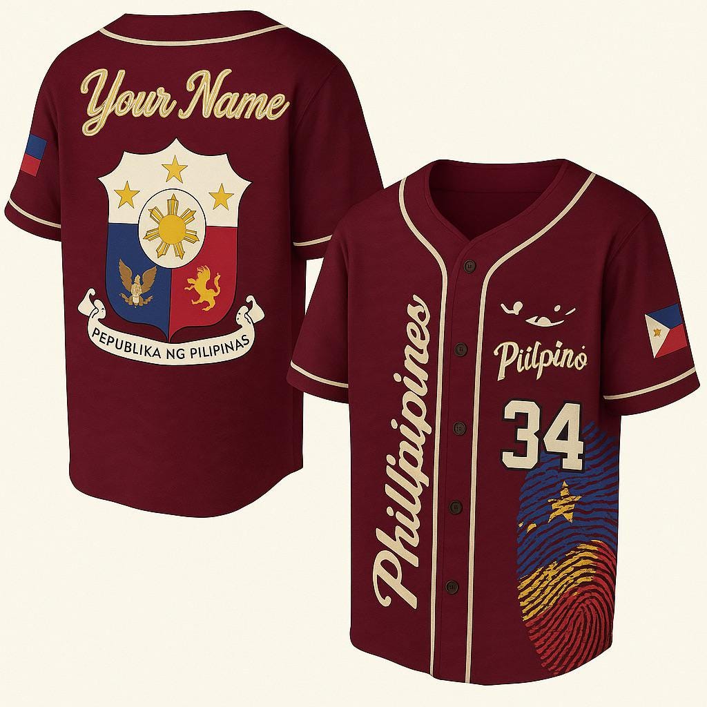 Custom Philippines Baseball Jersey - 3D Filipino Heritage Shirt ...