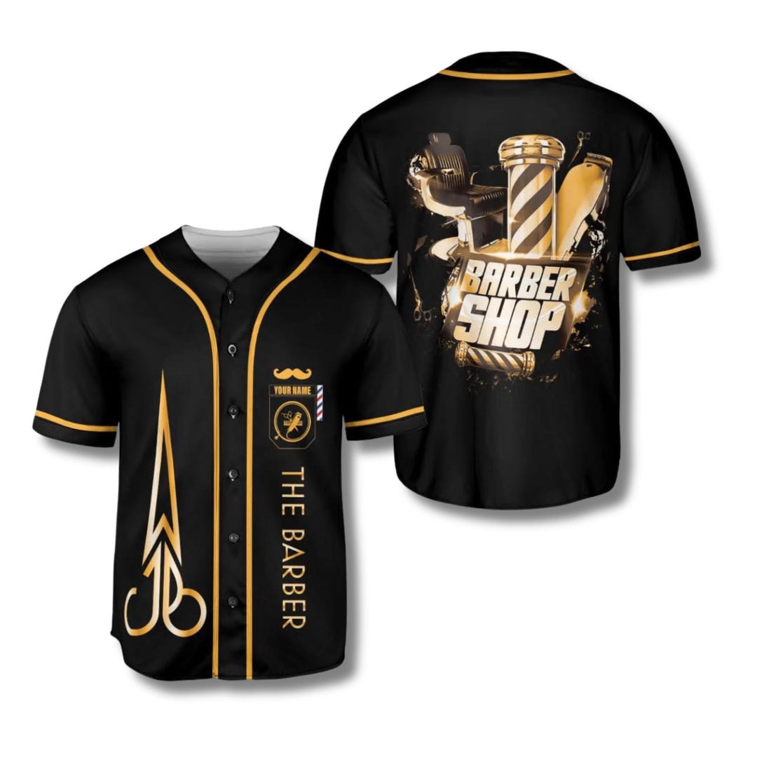 Personalized Barber Shop Baseball Jersey, Custom Name Button up Shirt ...