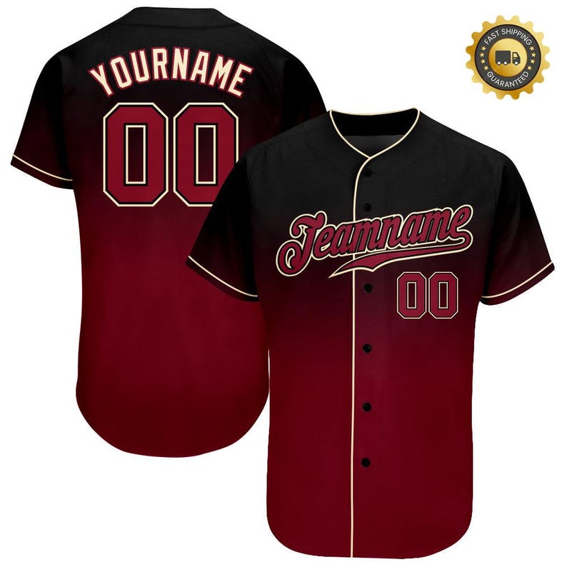 Custom Gradient Fade Baseball Jersey - Personalized Name & Team Design ...