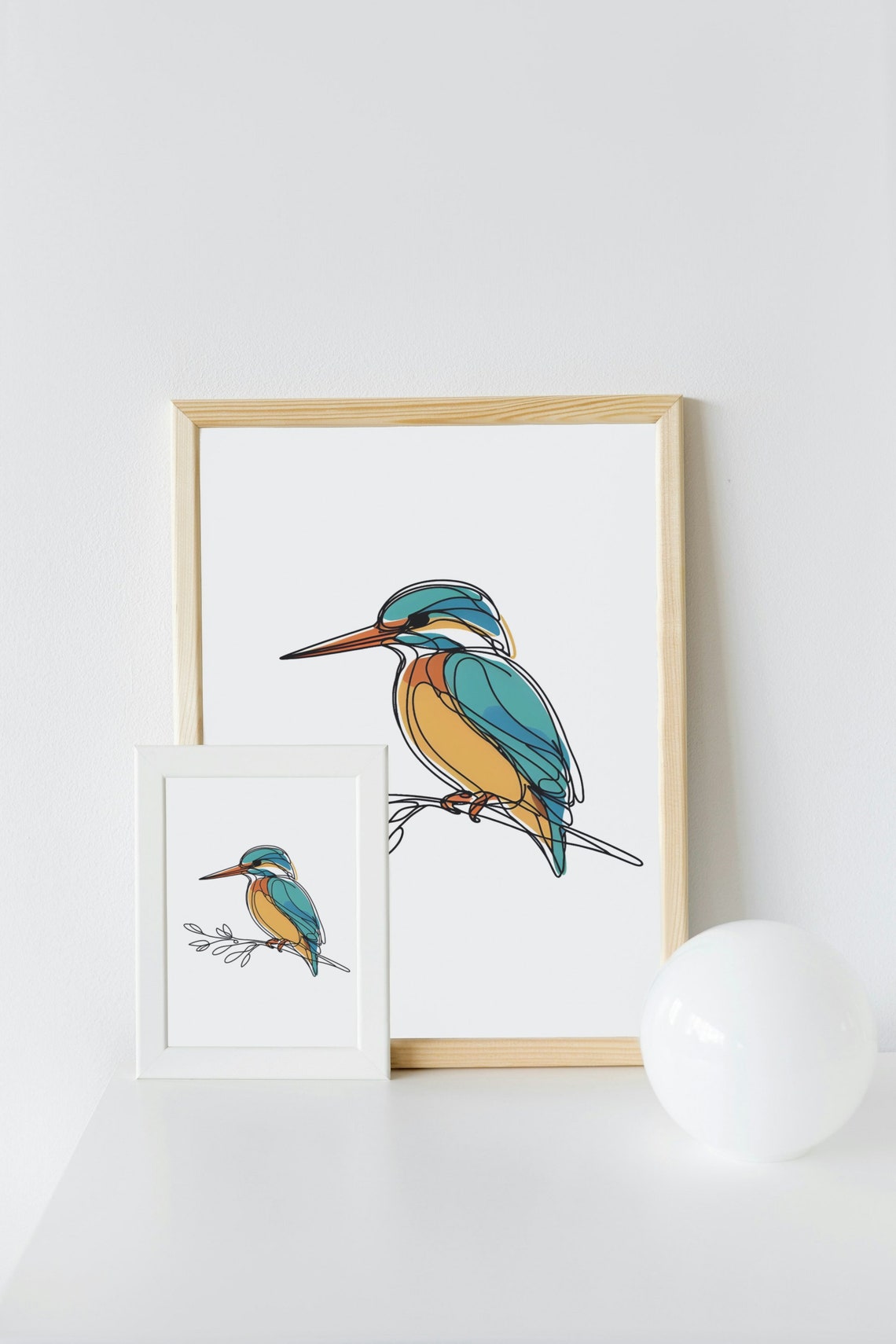 Kingfisher Art Print Kingfisher Line Drawing Minimalist Kingfisher ...