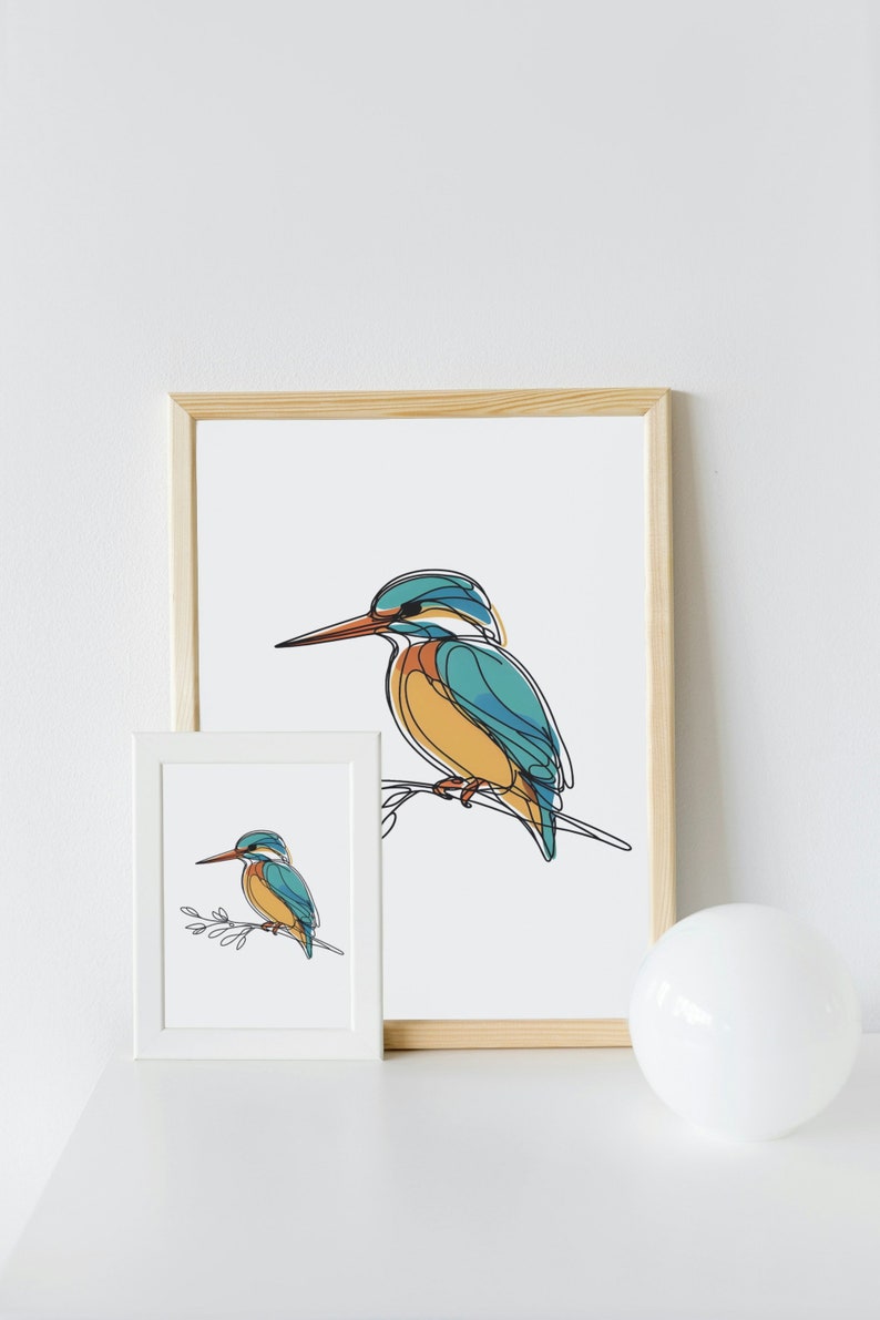 Kingfisher Art Print | Kingfisher | Line Drawing | Minimalist ...