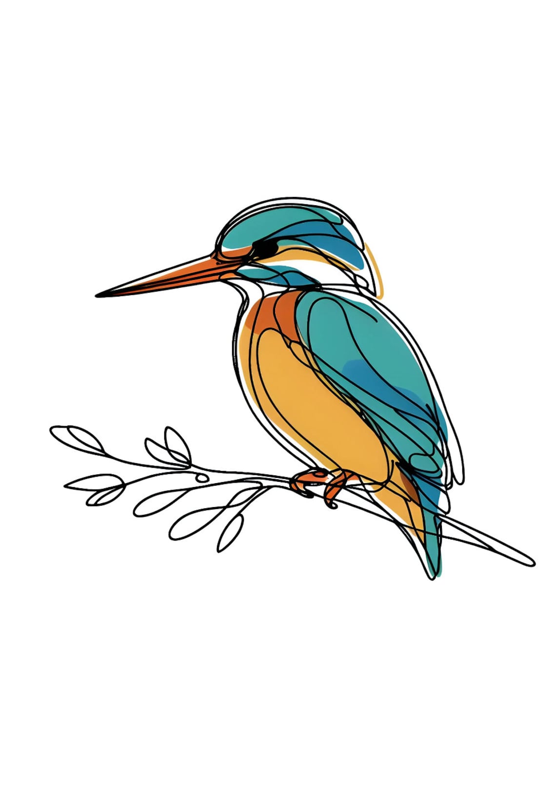Kingfisher Art Print Kingfisher Line Drawing Minimalist Kingfisher ...