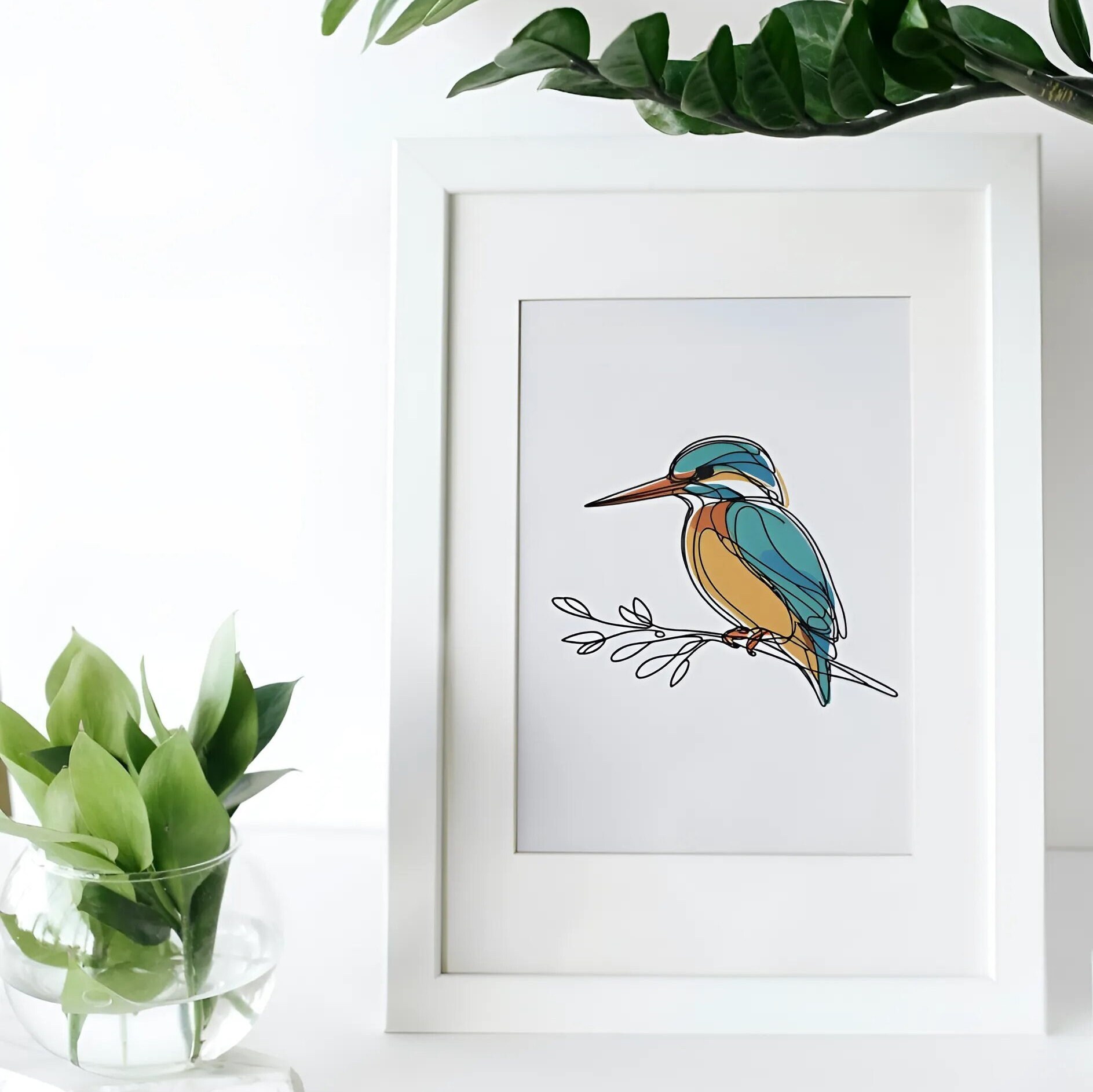 Kingfisher Art Print | Kingfisher | Line Drawing | Minimalist ...