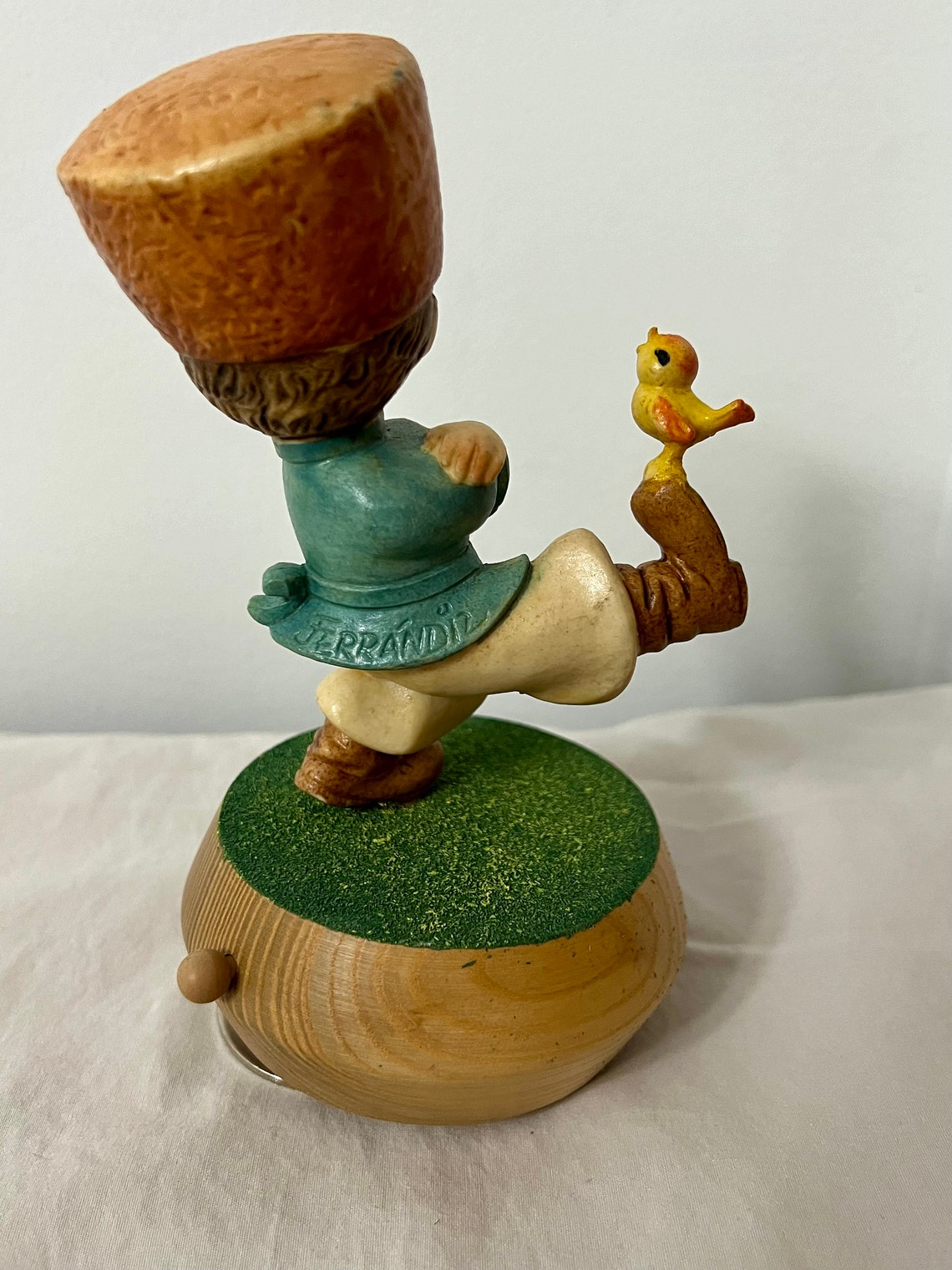 Vintage ANRI Ferrandiz Music Box of Dancing Boy W Bird, If I Were a ...