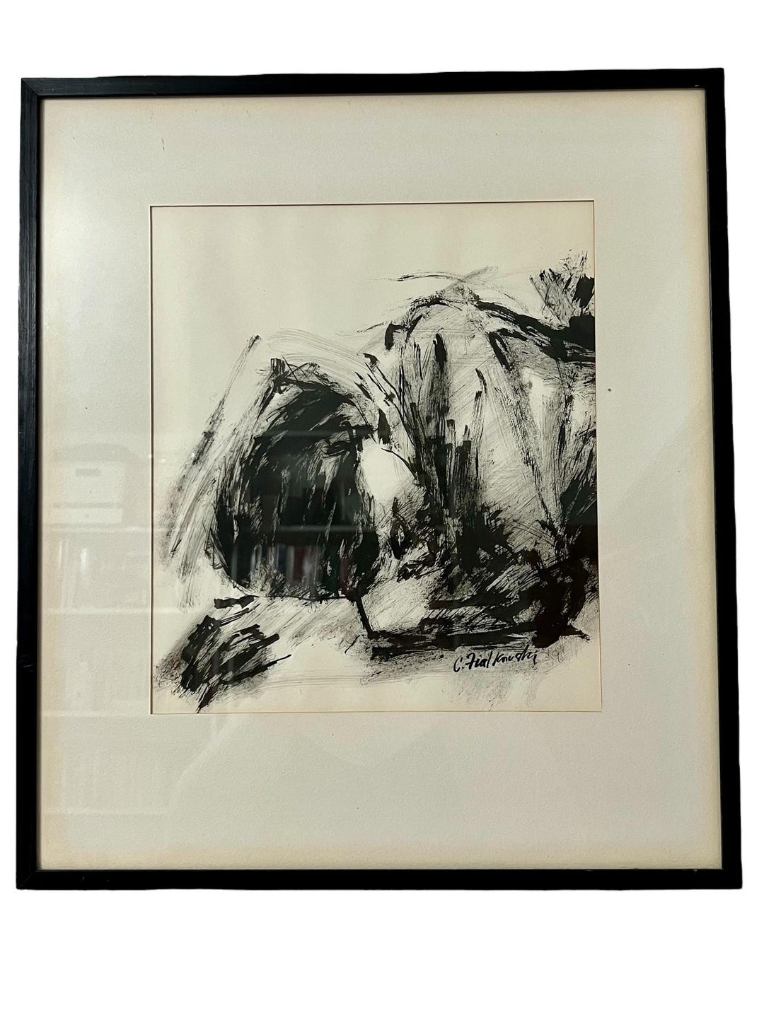 Original Mid Century Artwork of a Woman by C. Fial Knushi, Signed ...