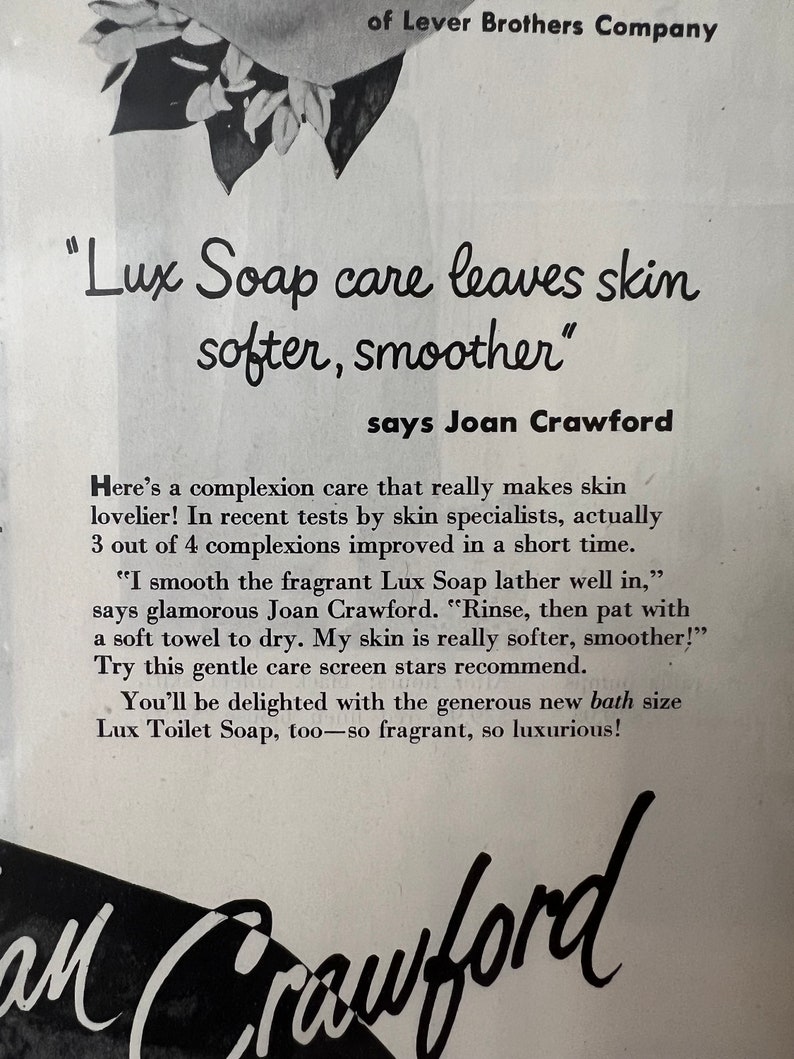 1940s Joan Crawford Lux Soap Ad From Ladies’s Home Journal Magazine ...