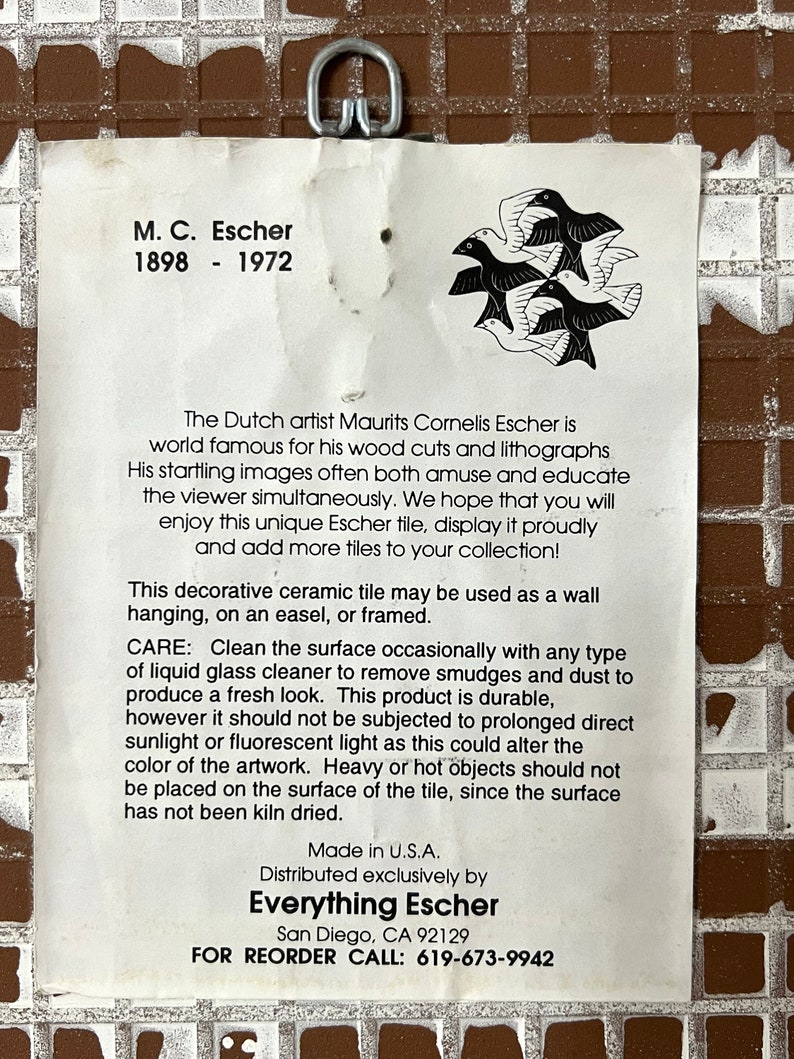 M.C. Escher Rippled Surface Tile, Wall Hanging - Etsy