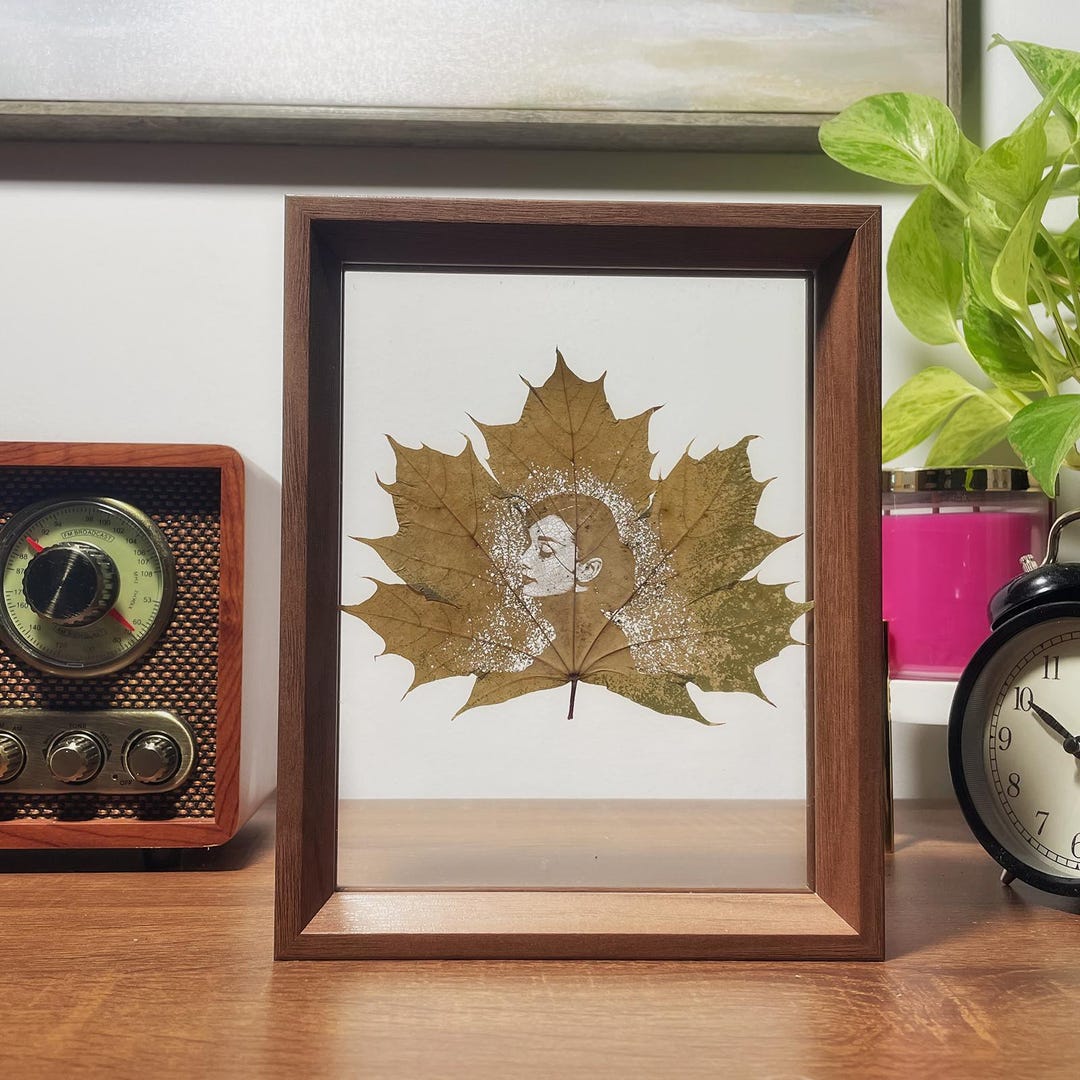 Custom Photo Canadian Maple Leaf Carving Lamem Framed Art ...